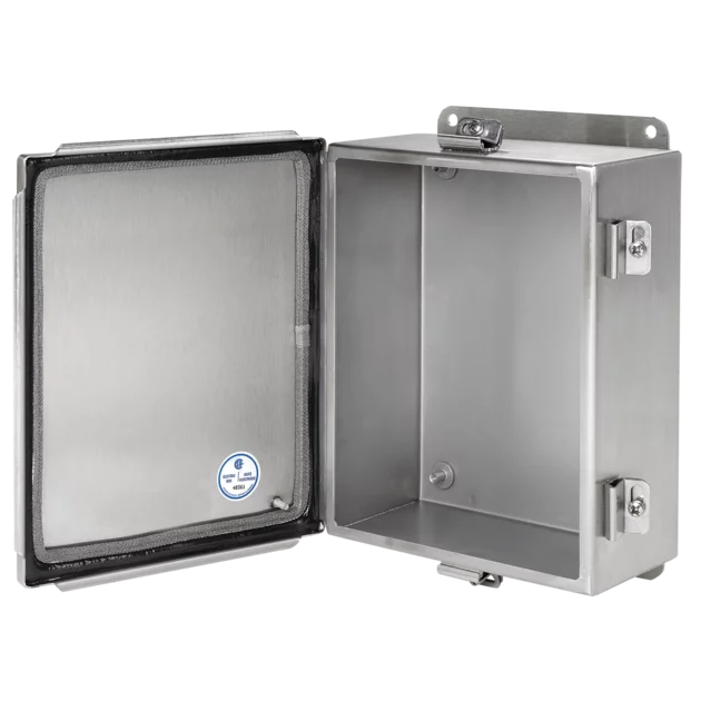 EMC de caja de conexiones de acero inoxidable, con bisagra continua y abrazaderas, tipo 4X ...